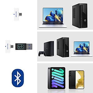 FEDIKER SW4 Wireless Earbuds for PC/Computer/Laptop - App Control - Dongle & Bluetooth - 30ms Low Latency - Headset with Mirophone for PC - Gaming Headset - Work Headphones - Headset for Work (White)