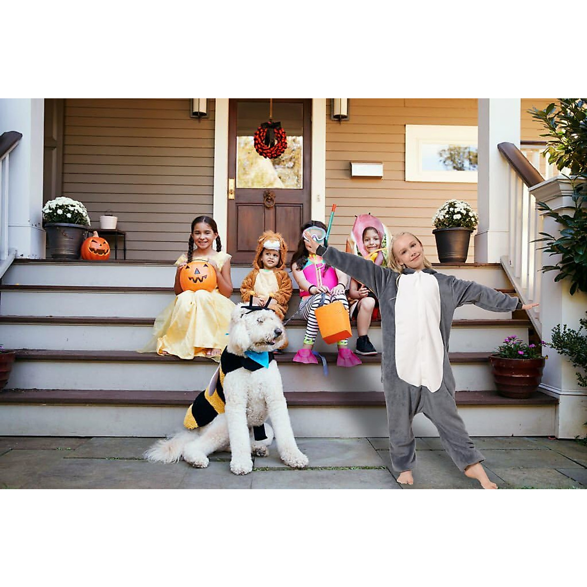 Petrella Animal Kids Onesie Cute One Piece Pajamas Halloween Costume Chrismas Cosplay Sleepwear Unisex for Boys & Girls - wolf