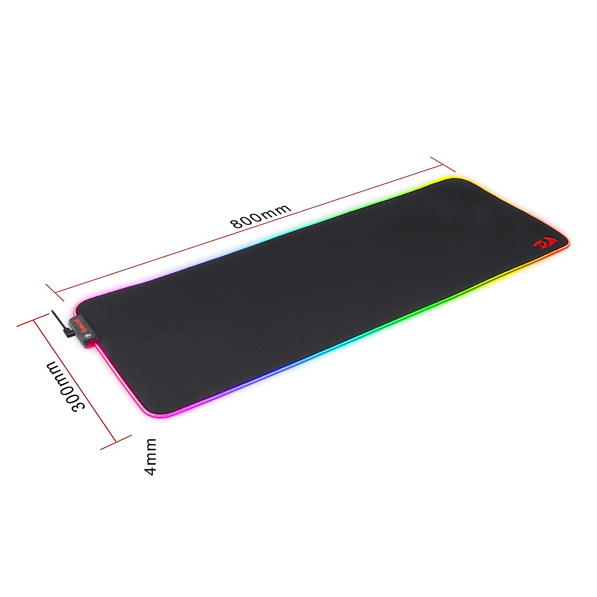 Redragon RGB LED Large Gaming Mouse Pad Soft Mat with Nonslip Base, XL Size with Stitched Edges for PC Gamer (31.5 x 11.8 x 0.16 inches)