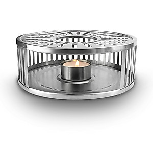 Creano Designer Stainless Steel Tea Warmer with Tea Light Holder - Tea Cosy - Stable Not Rattling - Rechaud Suitable for All Teapots