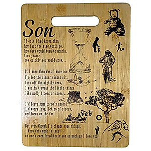 Gift for Son - Engraved bamboo cutting board 9" x 12"