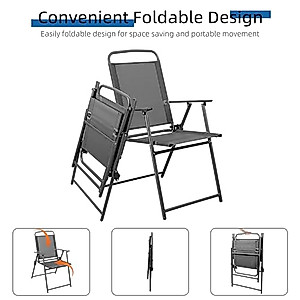 Shintenchi Outdoor Folding Dining Chairs Set of 4, Folding Lawn Chairs with Textilene mesh Fabric and Metal Frame, Portable Chairs for Patio, Backyard, Camping and Porch
