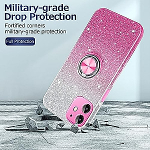 JUNAUTTB for Samsung Galaxy S20 FE 5G Case with Ring Stand Magnetic Kickstand,Glitter Sparkly,for Girls Women,TPU Cover and Hard PC Protective Slim Fit Case 6.5in Pink JUS02-02