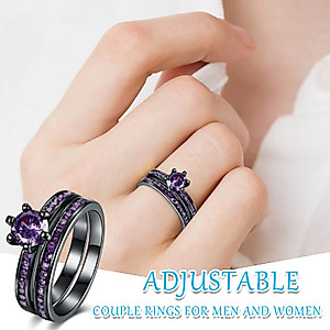 ManRiver 2PC Stackable Rings for Women - Zirconia Gemstone Rhinestone Studded Promise Rings Jewelry Gifts Size 5-12,Purple