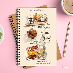 LABUK 7 Pack Blank Spiral Notebook, A5 Unlined Spiral Notebook, 100 Pages Journal Sketch Books 8.3"x 5.5" Soft Cover Kraft Diary Planner, 50 Sheets for School Travel Office (Brown)