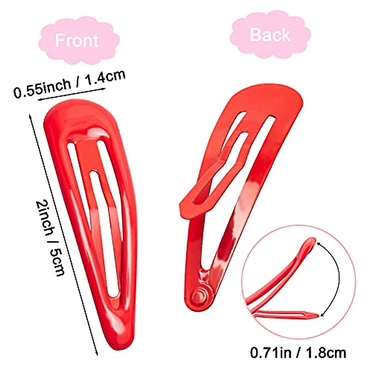 60Pcs Snap Hair Clips for Girls, Gingbiss 2 inch Silicone Coating Colorful Metal Hair Barrettes with Storage Case for Women Girls Kids, No Slip Hair Accessories for Hair, 10 Assorted Colors