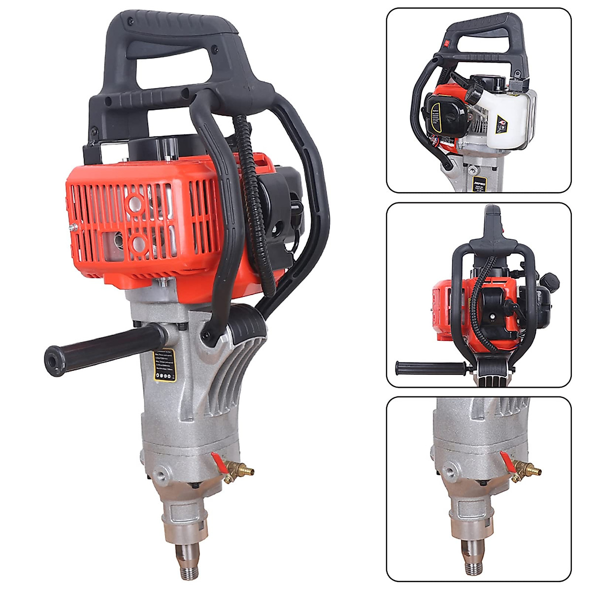 PIAOCAIYIN Diamond Core Drilling Machine, 33cc 2 Stroke Core Drill Rig, 1000w Gas Engineering Diamond Concrete Core Drill Machine, Heavy-Duty Water Well Drilling Kit, Wet Drilling Machine