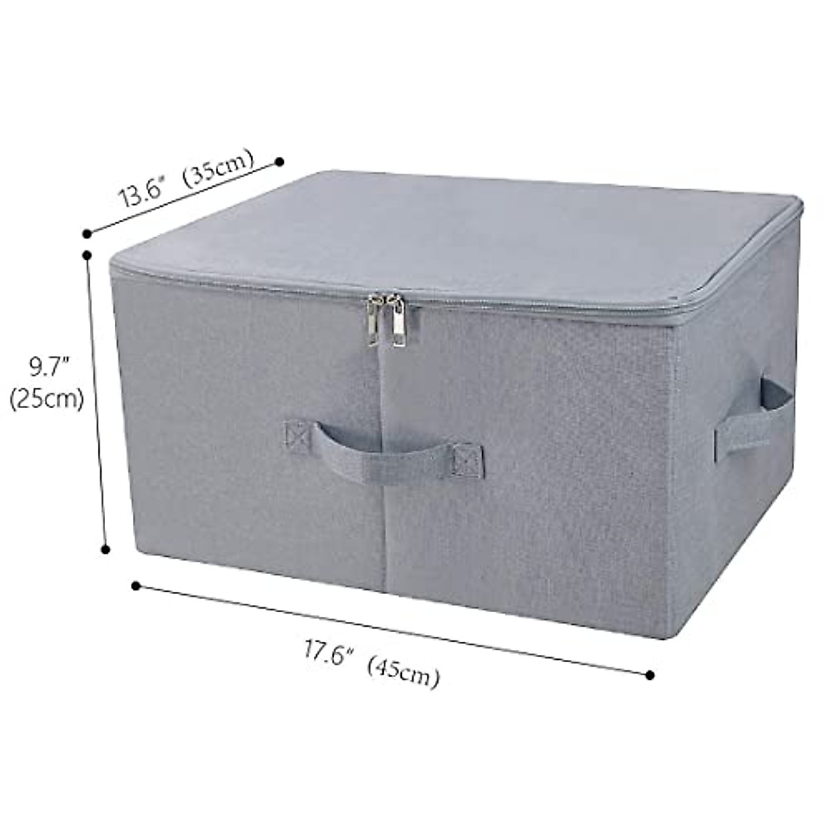 Breathable Canvas Soft Storage Bag with Handles, 2pcs Rigid Folding Storage Bins, Light Gray