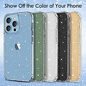 for iPhone 13 Pro Max Case Clear Glitter, Cute Girly Sparkly Bling Phone Case for Women Girls [Sparkle Design] Anti-Scratch Soft TPU Slim Fit Shockproof Protective Case Cover 6.7", Clear Glitter