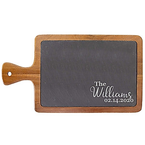 Personalized Acacia and Slate Cutting Board. 9 Engraving Options. 2 Sizes. Custom Wedding Gift For Couple, Newlyweds, Anniversary. Closing Gift. Realtor Gift. Engraved Slate/Acacia Cutting Board