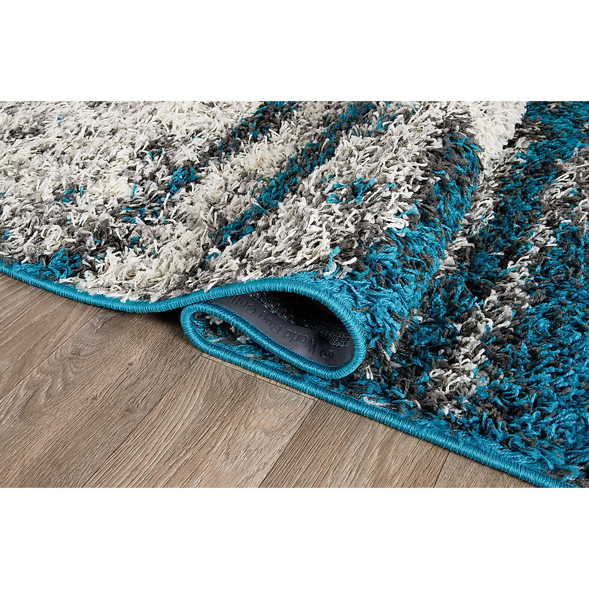 Rugshop Contemporary Abstract Design Plush Shag Area Rug 7'10" x 10' Turquoise