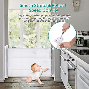 alobeby Baby Gate, Retractable Baby Gate, Pet Gate, Baby Dog Gates for Doorways Gates for Kids or Pets, Extends to 60'' Wide, Extra KMS-WL01 baby gate 2448