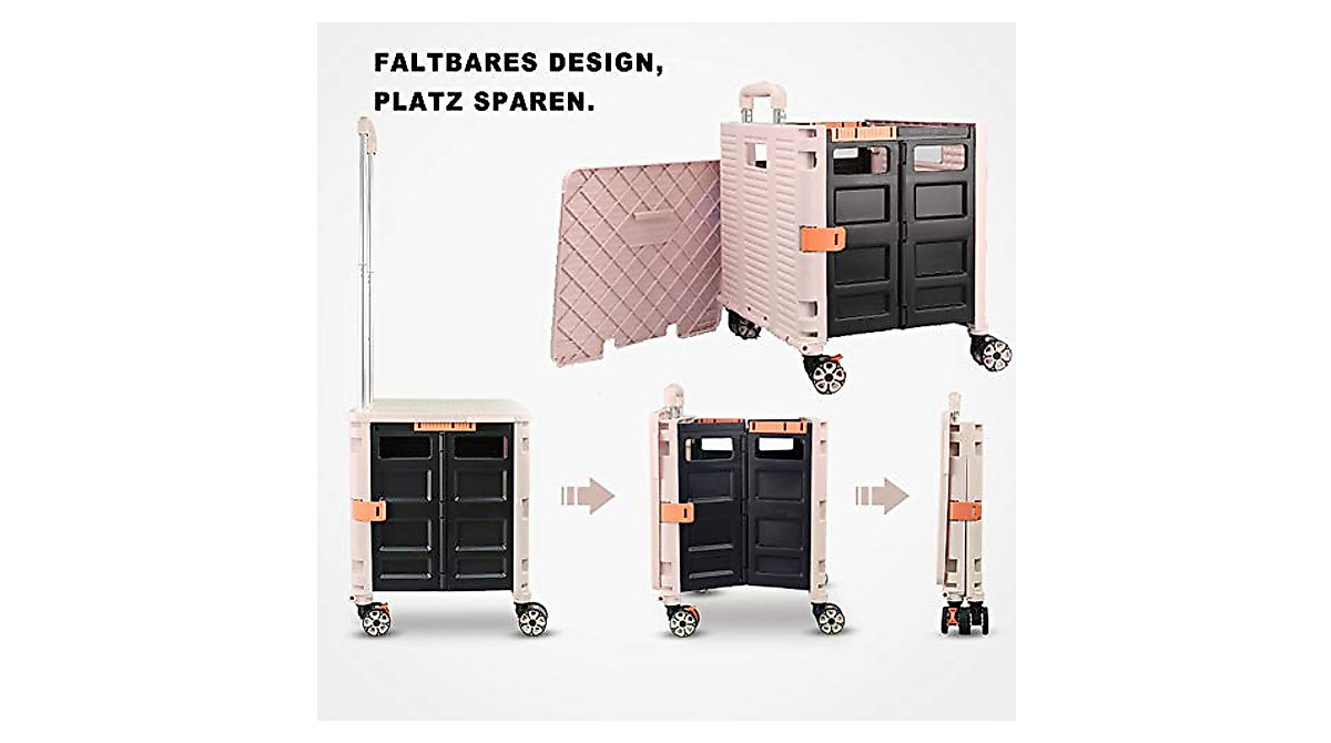 Foldable Utility Cart in Pink - Portable, Durable & Space-Saving