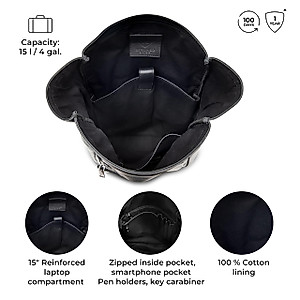 BERLINER BAGS Premium Leather Backpack Lille, Laptop Bag and Travel Rucksack for Men Women - Black