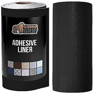 Gorilla Grip Stick Adhesive Removable Liner and Smooth Drawer Liner, Adhesive Liner Size 17.5x10, Contact Liner for Book Covers, Smooth Liner Size 17.5x20, Non Adhesive, Both in Black, 2 Item Bundle
