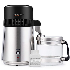 YOUNGTREE 4L Polished Stainless Steel Water Distiller, 110V 1 Gallon Distilled Water Machine for Home Countertop, UL Listed Distilled Water Maker, 750W Electric Automatic Water Purifier