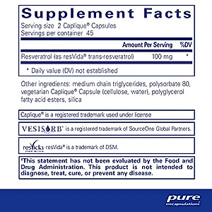 Pure Encapsulations Resveratrol VES-Sorb | Hypoallergenic Support for Cellular and Cardiovascular Health* | 90 Capsules
