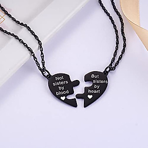 Ralukiia Best Friends Matching Heart Necklace Set for 2, Friendship Jewelry Gifts for Women Girls, BFF Necklaces Sets for Unbiological Sisters