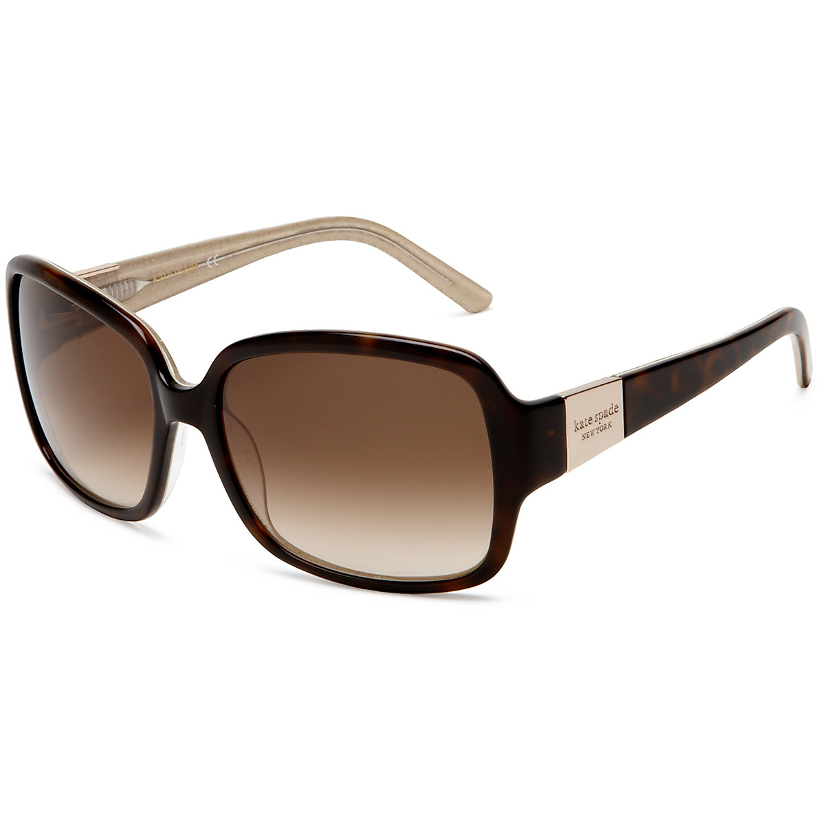 Kate Spade New York Women's Lulu Rectangular Sunglasses, Tortoise Gold Frame/Brown Gradient Lens, 54 mm