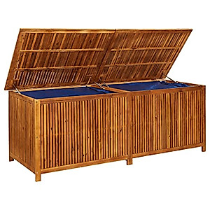 Canditree Patio Deck Box Solid Acacia Wood Outdoor Wooden Storage Box Container for Patio Furniture Cushions, Garden Tools (78.7"x31.4"x29.5")