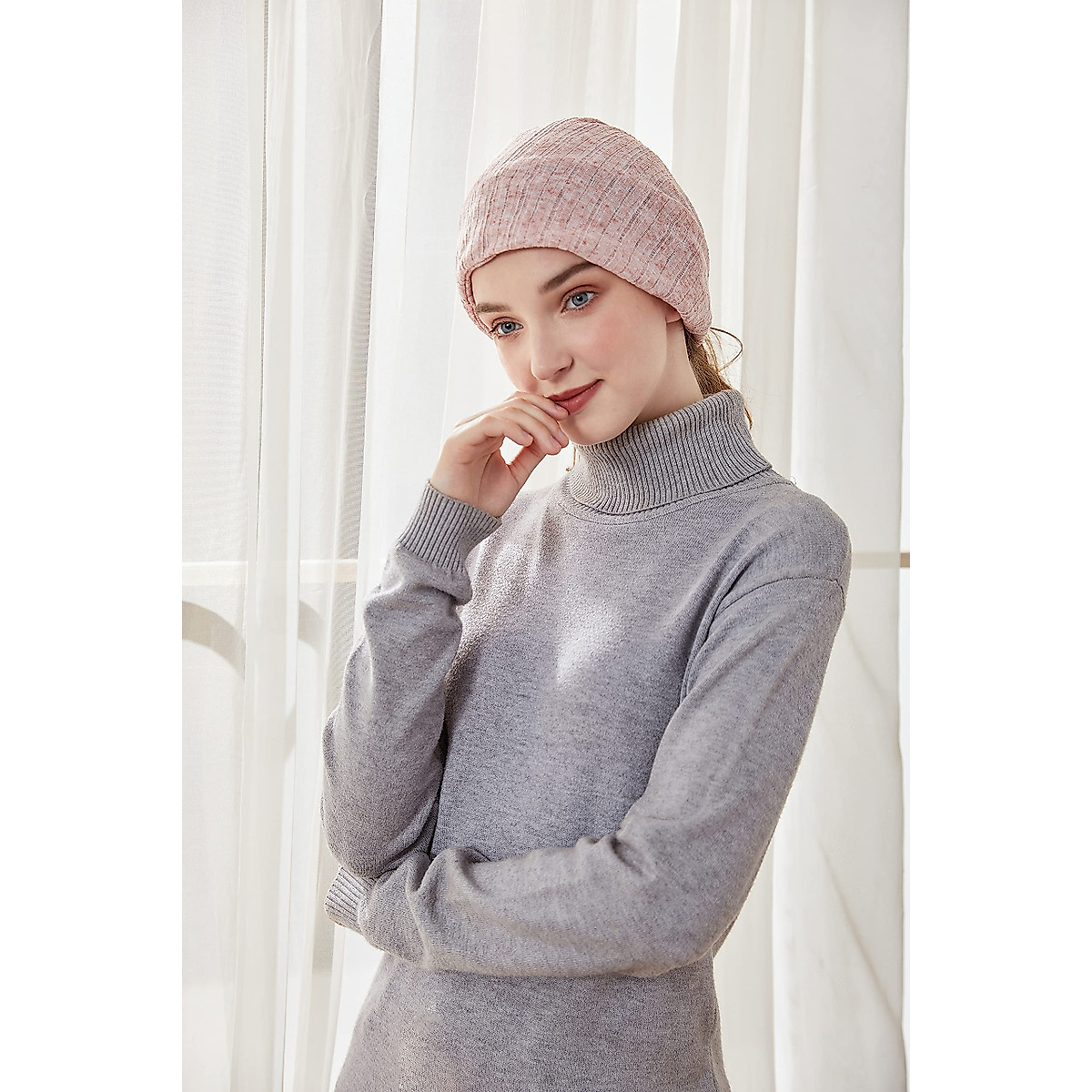 Fashion Beanies Chemo Caps Cancer Headwear Skull Cap Knitted hat Scarf for Womens Mens (4pack-b)