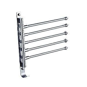 HOLIDYOYO 5 Aluminum Towel Rack Bathroom Clothes Rail Silver Simple Tower Rack Swivel Towel Rack