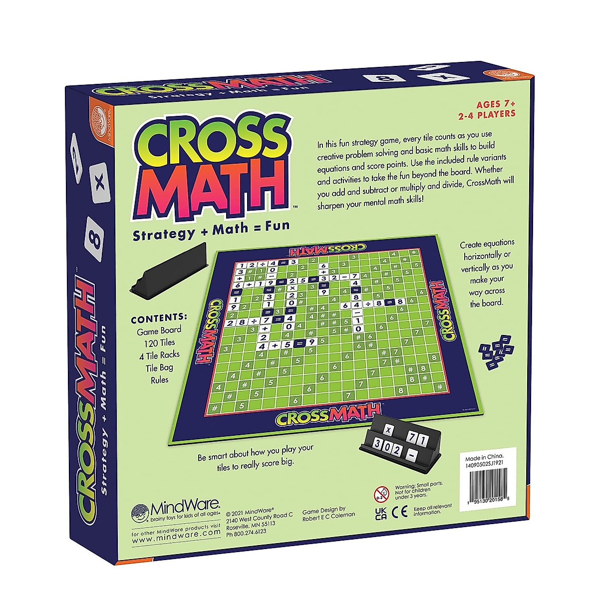 MindWare CrossMath - Engaging 2-4 Player Math Games for Kids, Multiplication Game - Includes Additional Activities and Guidebook