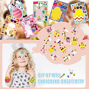 GonLei 24pcs Easter Stickers for Kids, Make Your Own Easter Sticker for Boys Girls, Easter Eggs Bunny Chick Farm Animal Lamb Face Stickers for Family Schools Classroom Activities Party Favor Supplies