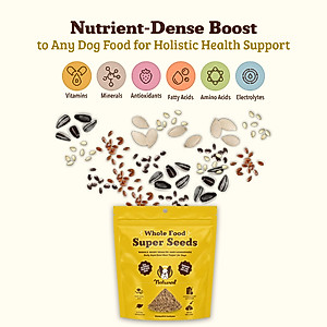 Natural Dog Company Super Seeds Dog Food Topper, Omega-Rich, Natural Dog Multivitamin, Superfood Dog Supplement, Dog Coat and Skin Health, Grain-Free Dog Supplement, Daily Dog Nutrition Boost, 8 Oz