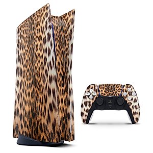 Design Skinz Mirrored Leopard Hide - Full-Body Cover Wrap Decal Skin-Kit Compatible with The Sony Playstation 5 Console (Disc Drive)