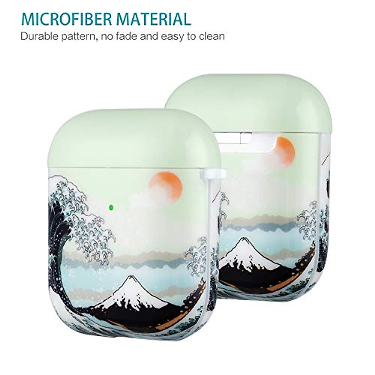 Lokigo AirPods Case Protective Cover Compatible with Apple AirPods 2 and 1 Hard Case Kits with Keychain/Strap/Earhooks/Watch Band Holder for Girls Women Men (Sea Wave)