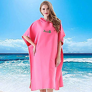 ZHAOLEI Surfing Vacation Adults with Hood Poncho Robe Robe Sunscreen Water Absorb Quick Drying Gift Swimming Wetsuit Changing Outdoor (Color : Gray)