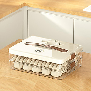 Dumpling Storage Box with Lids, Large Capacity Stackable Food Containers, Multi Layer Transparent Plastic Airtight Food Container Kitchen Supplies for Kitchen Fridge (2 Layers)