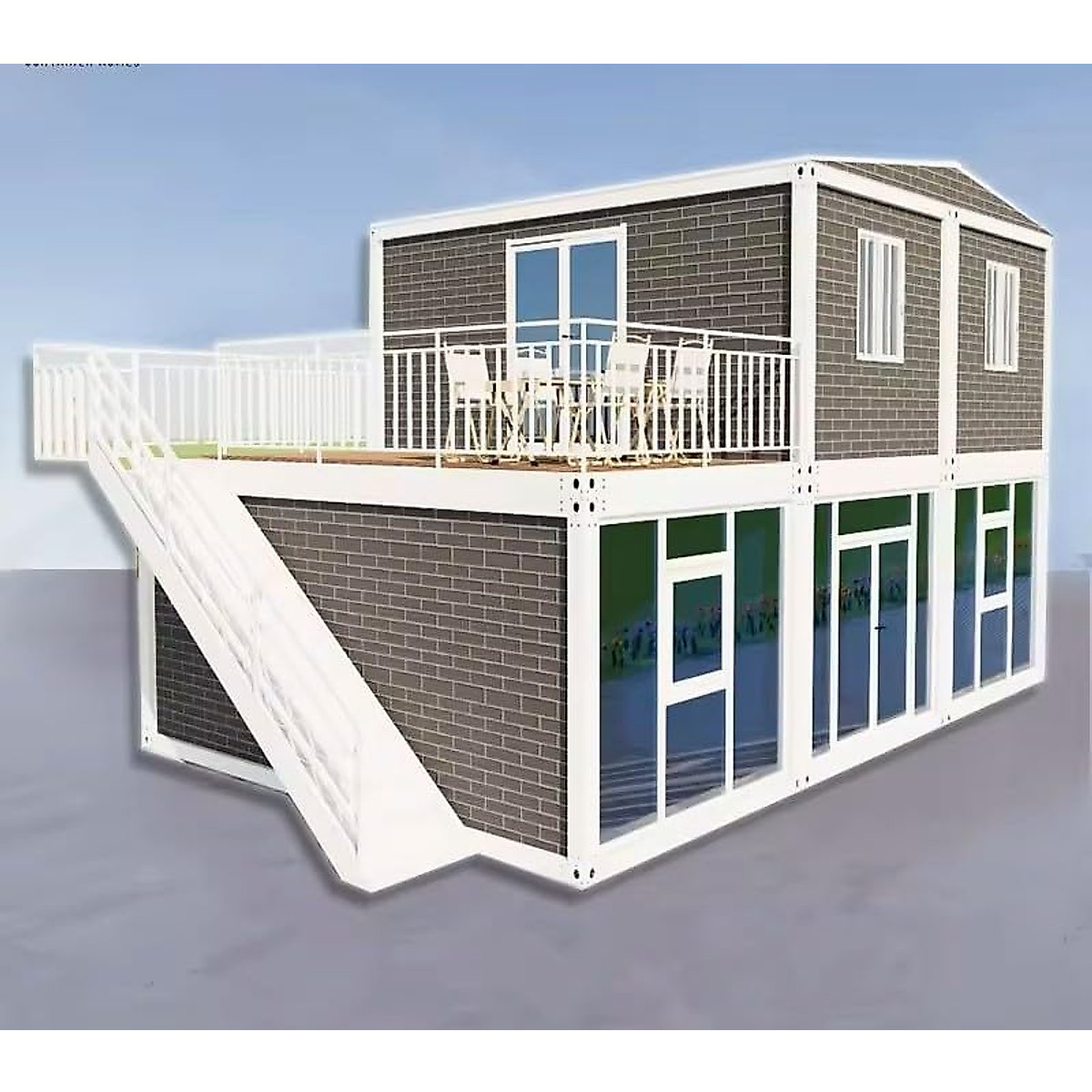 S.E.Q Double Story Fully Equipped prefab Expandable Container House, Luxury Home Stairs Included 2-3 bedrooms,1 Kitchen,1 Bathroom 30 ft