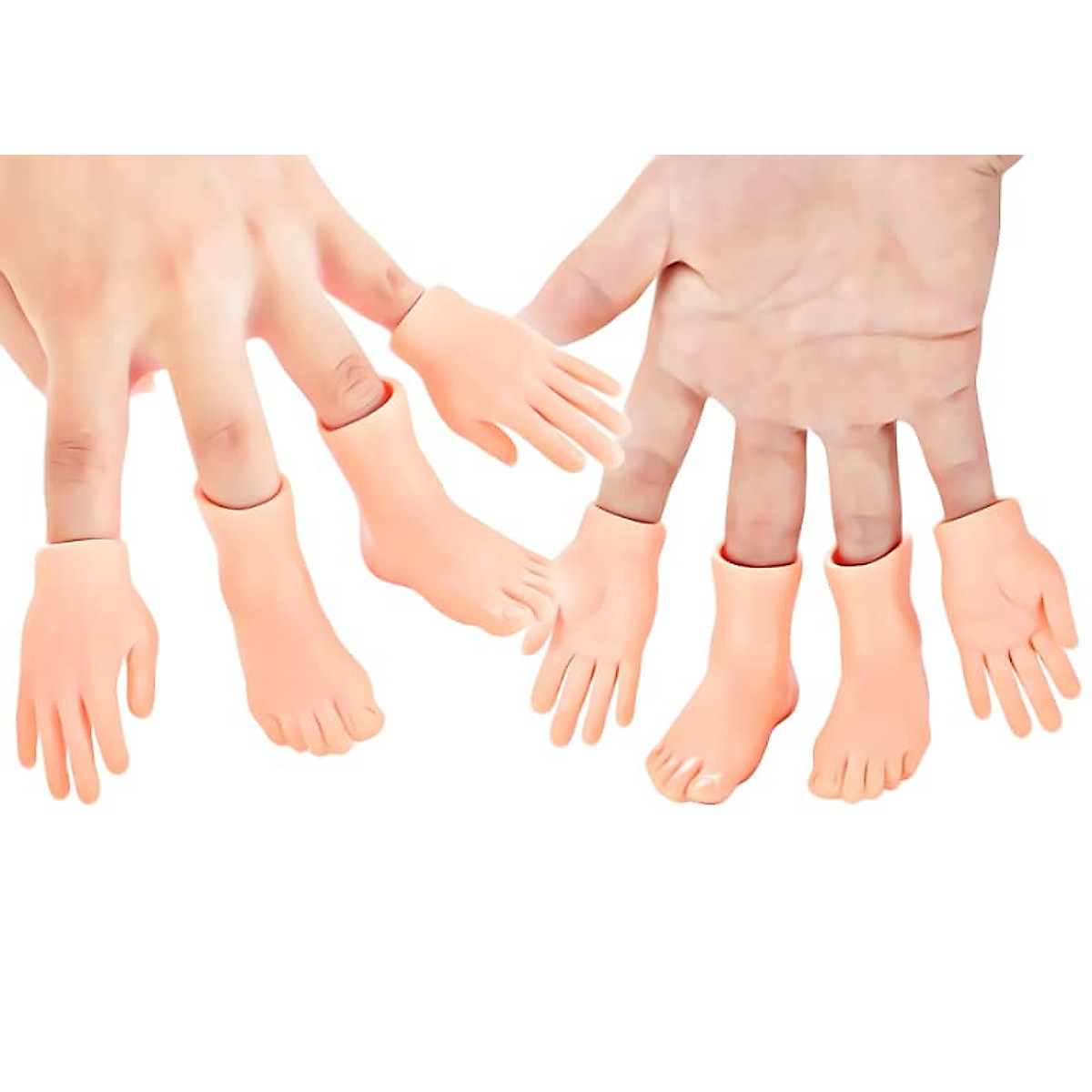 DR DINGUS Finger Hand & Feet Puppets - 4 Hands, 4 Feet, 4 Handles - Premium Rubber Little Tiny Finger Hands – Fun and Realistic Design – Ideal Gag Present