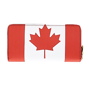 Premium World Country Flag City Print PU Leather Zip Around Wallet, Vintage UK
