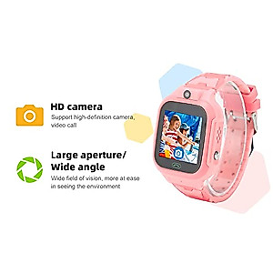 Smart Watch Phone, Waterproof HD Touchscreen Camera Flashlight Music Player with SOS Alarm, Digital Watches for Teens Students Ages 5 to 12, Support Turn Off The Watch Remotely (Pink)