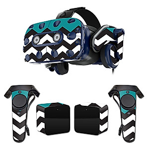 MightySkins Skin Compatible with HTC Vive Pro VR Headset - Teal Chevron | Protective, Durable, and Unique Vinyl Decal wrap Cover | Easy to Apply, Remove, and Change Styles | Made in The USA