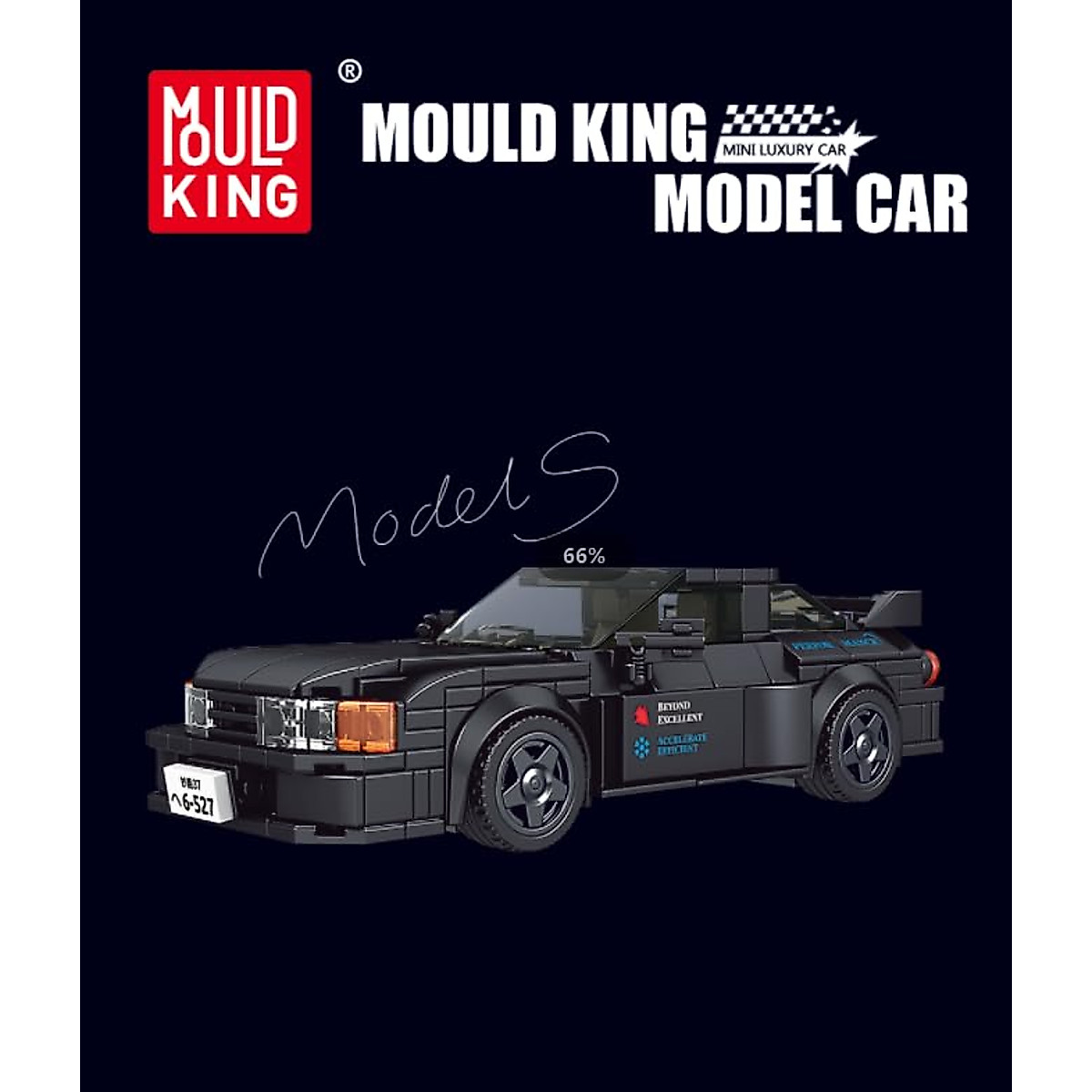 Mould King Initial D Car Nissan Skyline GTR32 Race Car Building Sets with Display Case, 27014 Collectible Speed Champion Car Building Blocks, Classic Race Car Building Kits for Adults Kids 8+(359PCS)