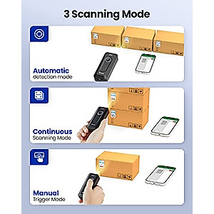 Eyoyo 2D Bluetooth Barcode Scanner Wireless with Clip, 2000mAh Battery with Level Indicator, Portable Mini QR Bar Code Reader for Library Book Inventory Compatible with iPhone, iPad, Android Phone