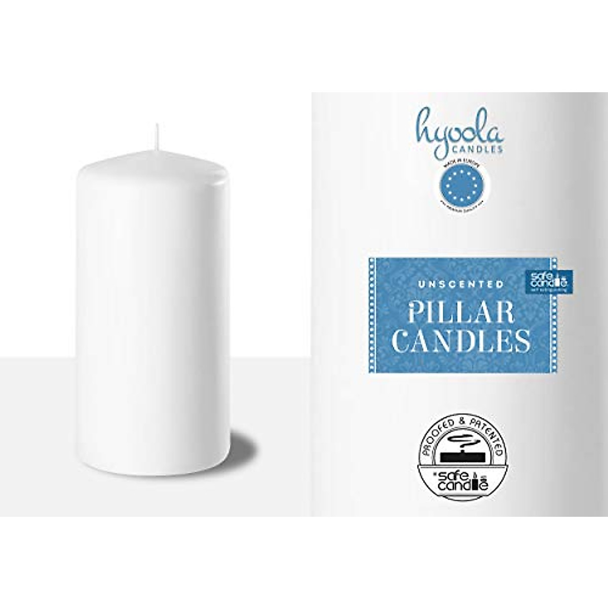 HYOOLA White Pillar Candles 2-inch x 4-inch - 24 Pack Unscented Bulk Pillar Candles - European Made