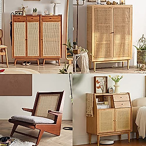 Cane Webbing,14" Width Rattan Webbing Roll 3.3Ft Natural Caning Kit Material for Cabinet,Chair,Home Furnitur