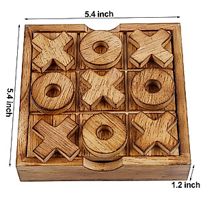 Glintoper Tic Tac Toe & 4 in a Row Table Games Set - Rustic Decor Wood Strategy Board Games for Families
