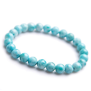 Wholesale 7mm Natural Blue Larimar Gemstone Crystal Round Bead Stretch Bracelet AAAAA