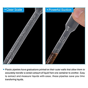 PATIKIL 0.3ml Pipettes Dropper, 120pcs Plastic Pipettes Disposable Pipette Transfer Pipette Calibrated Plastic Eye Dropper with Scale for Science Laboratory Resin DIY Crafts Art Makeup Oil