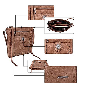 Montana West Leather Crossbody Bag Collection Concealed Carry Bag For Women Western Shoulder Bag MW918G-9360WBR