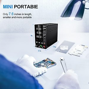 NICE-POWER DC Power Supply Variable 30V 10A, 300W Encoder Adjustable 6V 12V 24V LiFePO4 Lithium Ion etc. Battery Charger Regulated Lab Bench Power Supply Output Switch/OCP Function/Quick Charge Port