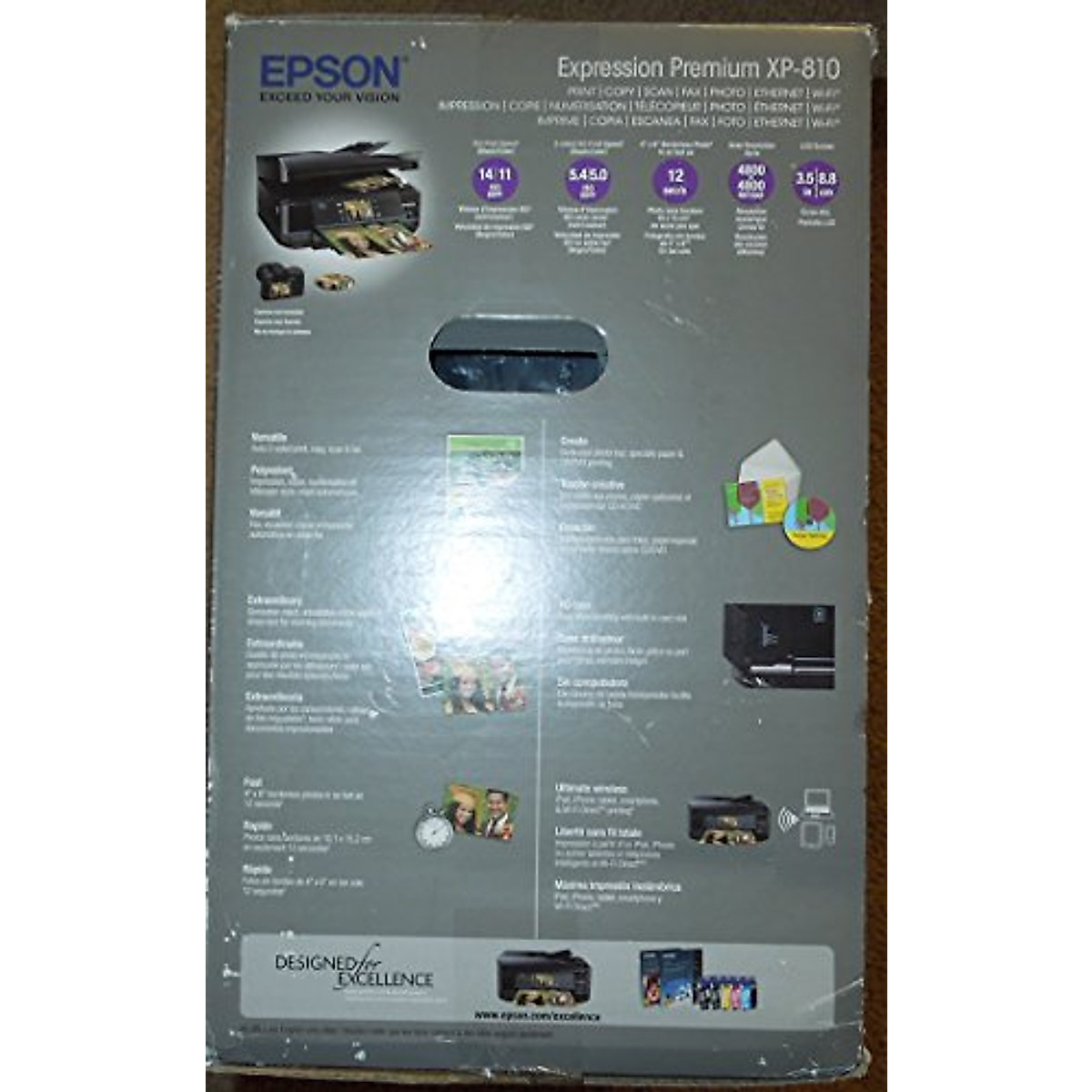 Epson C11CD29201 Expression Premium XP-810 Small Wireless Color Photo Printer with Scanner, Copier and Fax