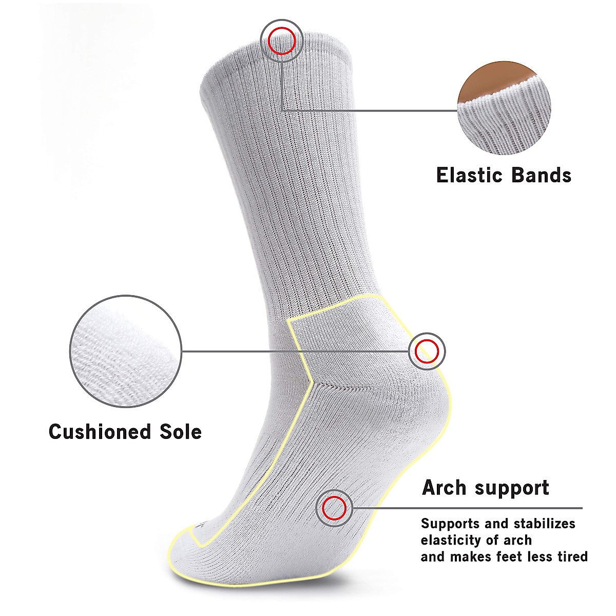 MONFOOT Women's and Men's 8 Pairs Athletic Cushion Crew Socks Multicolor Medium, multipack