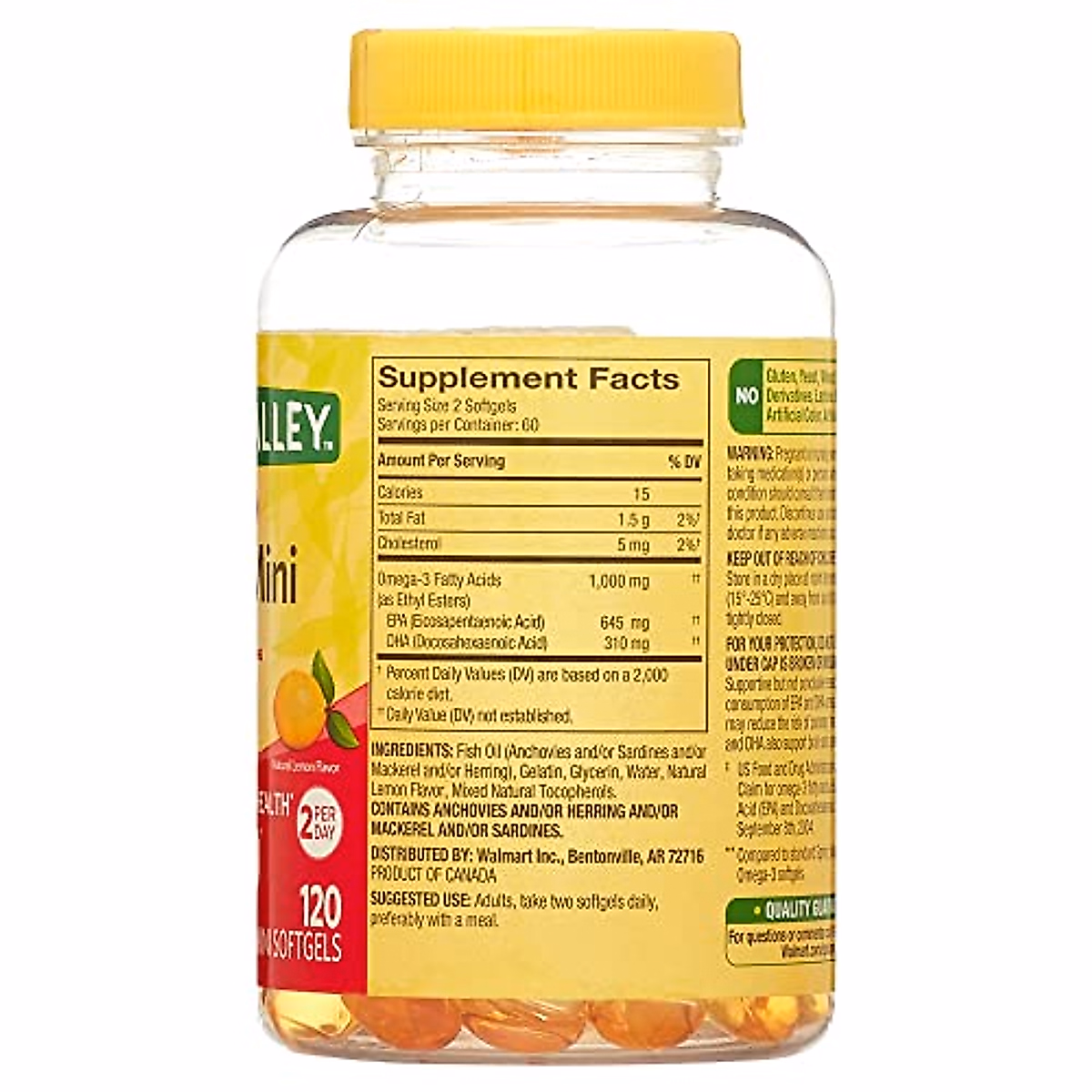 Essential Omega-3. Includes Luall Fridge Magnetic + Spring Valley Omega-3 Fish Oil Soft Gels, 1000 mg (120 MINI SoftGels)